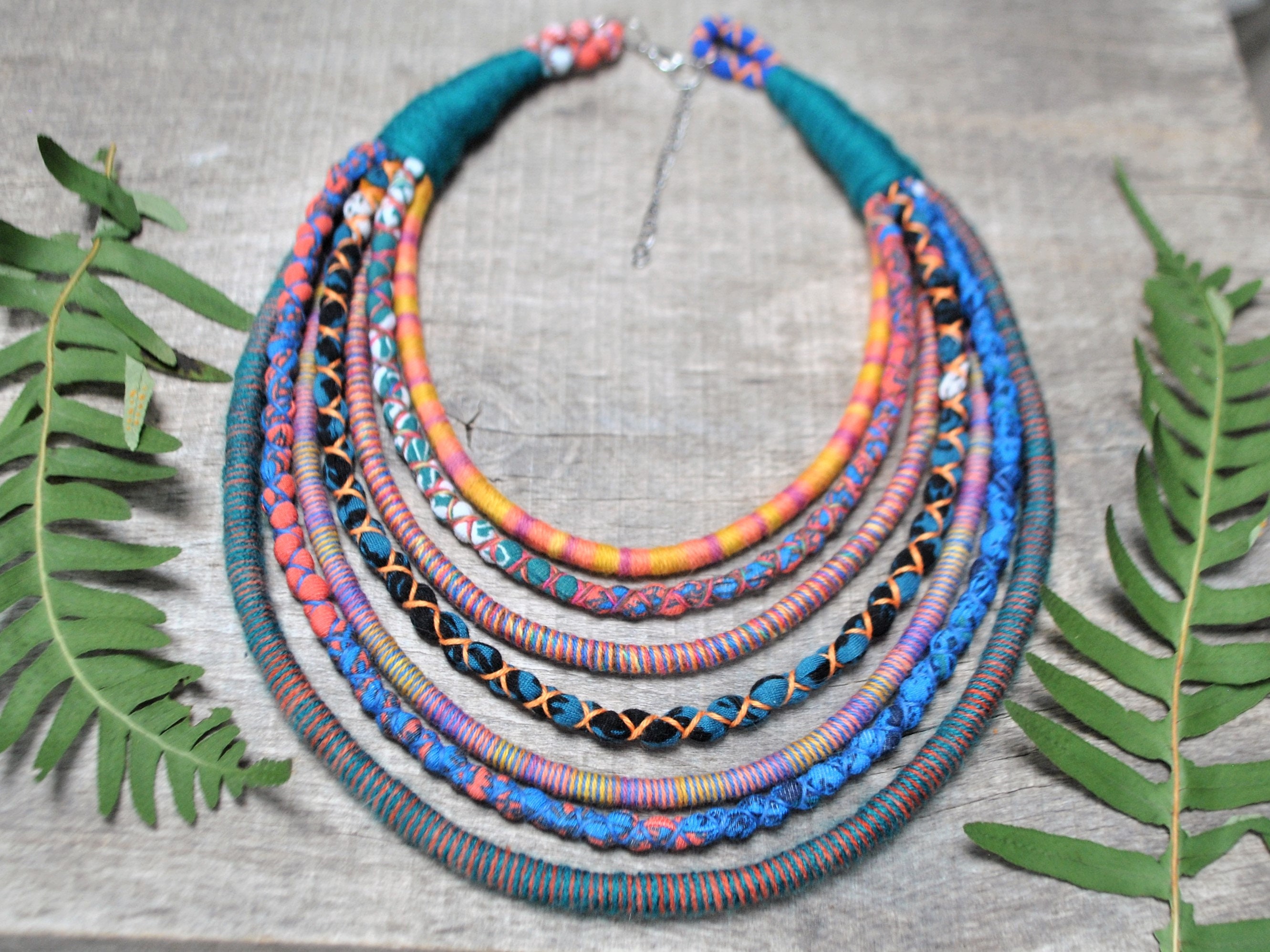 Ethnic Inspired Colorful Rope Necklace African Fabric - Etsy