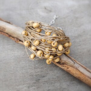 Linen Cord Supernatural Jewelry Set, Natural Wood Bead Matching ...
