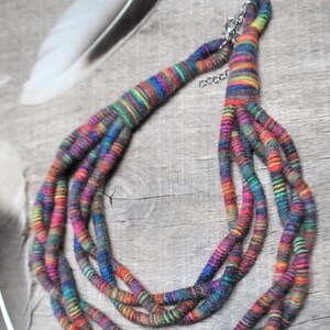 Hand Woven Colorful Rope Necklace, Braided Multicolor Statement ...