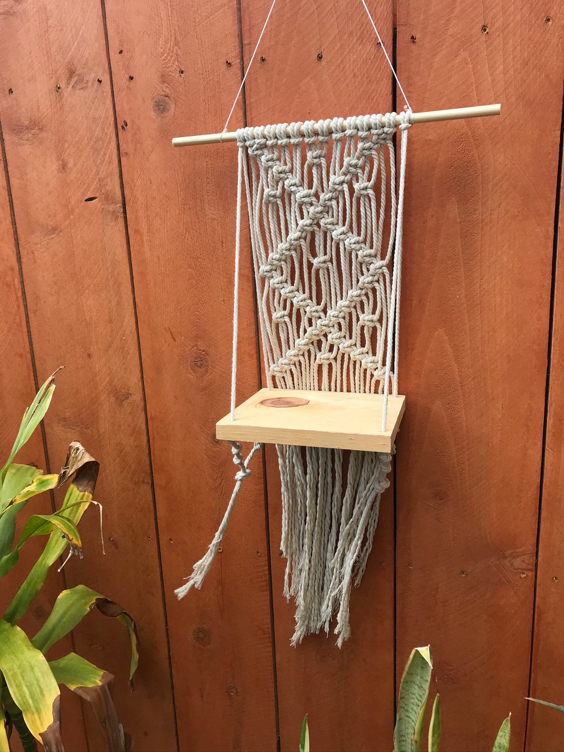 Macrame Square Shelf Boho Inspired Home Decor Unique | Etsy