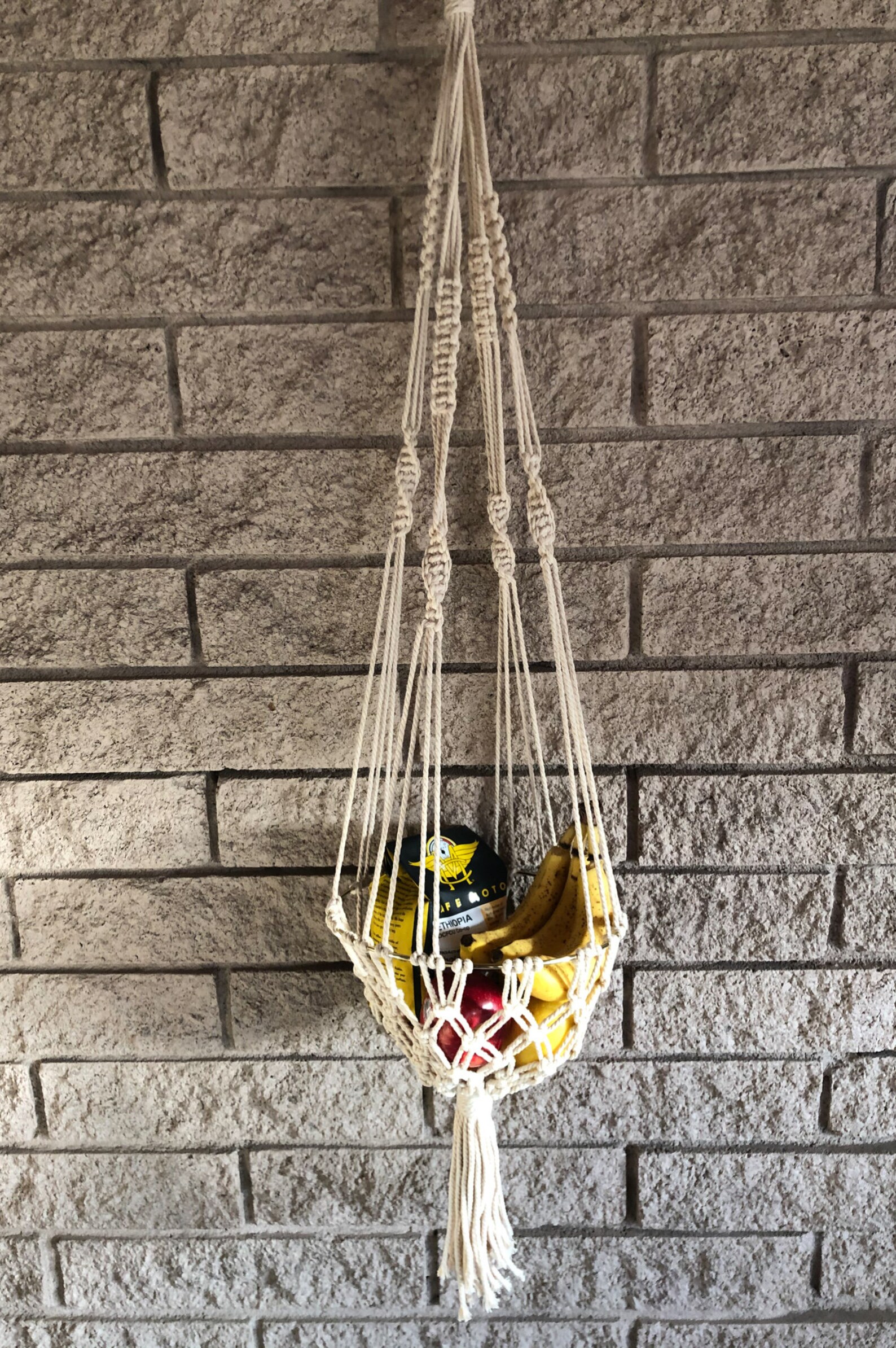 Macrame Hanging Basket Boho inspired home decor 2 hooks | Etsy