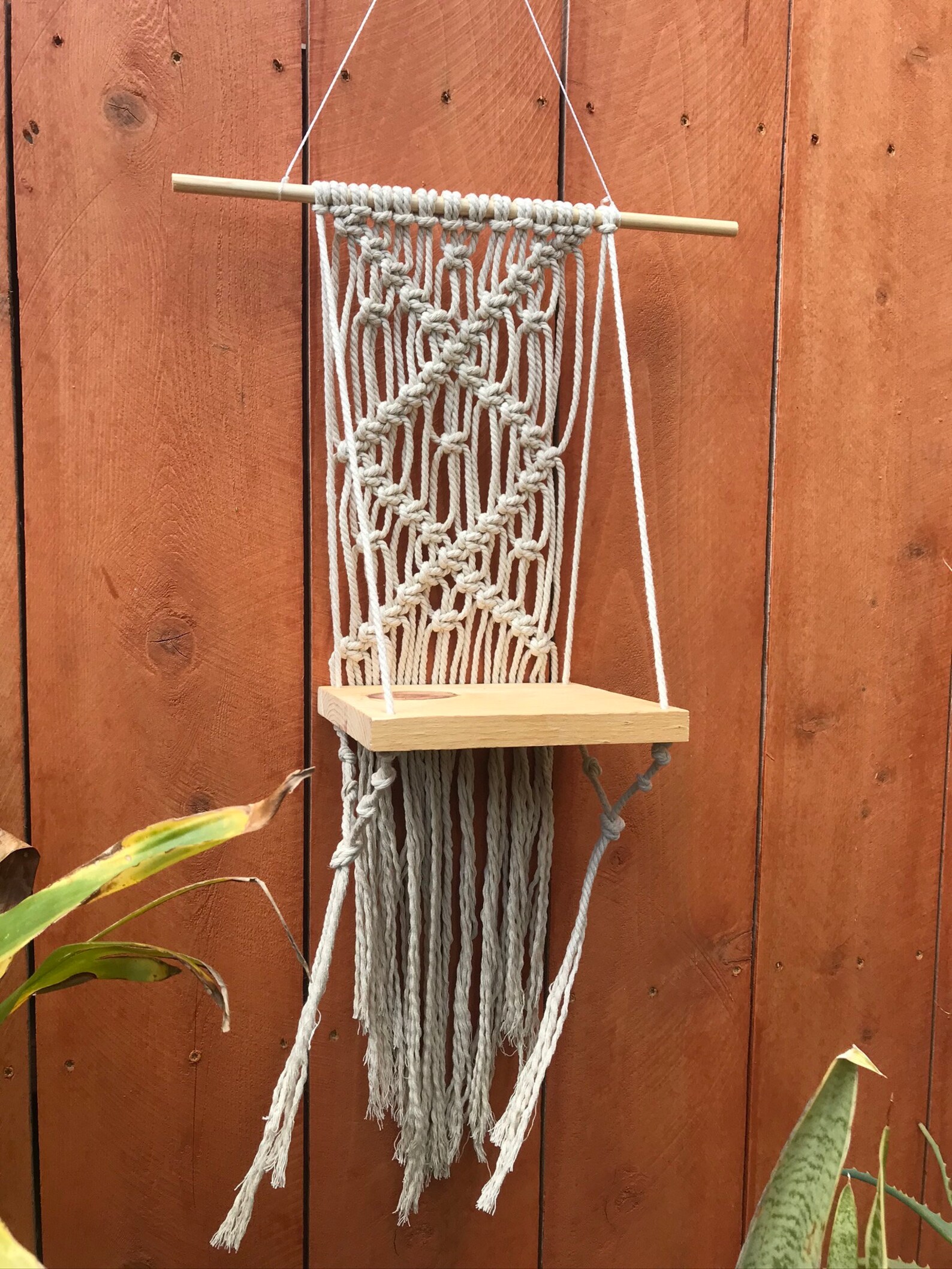 Macrame Square Shelf Boho Inspired Home Decor Unique | Etsy