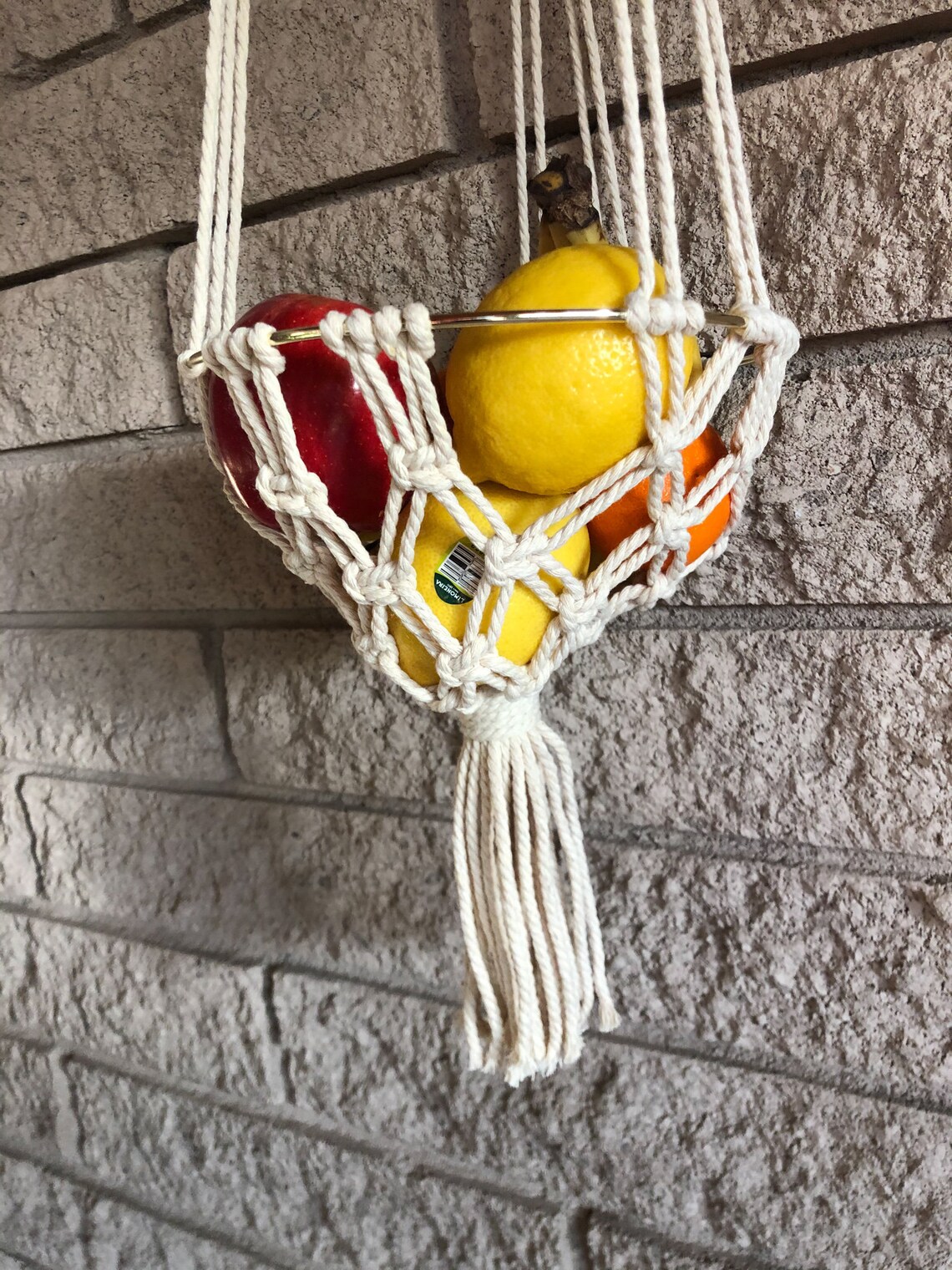 Macrame Hanging Basket Boho Inspired Home Decor 2 Hooks - Etsy