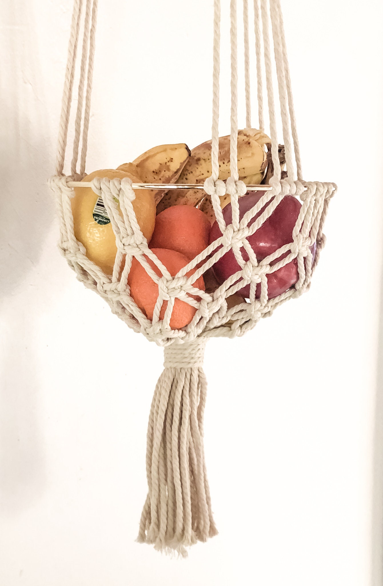 Macrame Hanging Basket Boho Inspired Home Decor 2 Hooks - Etsy