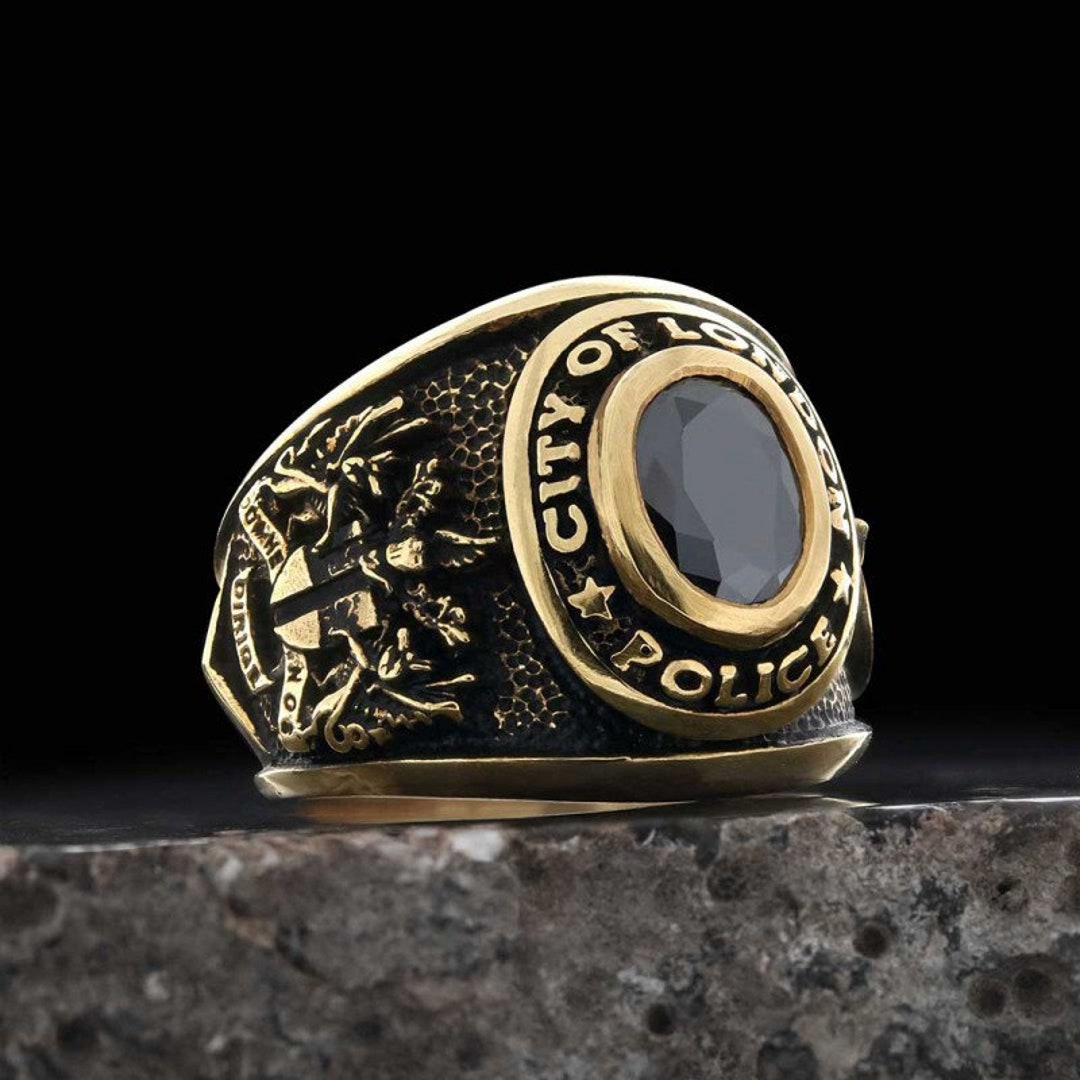 925 Sterling Silver Signet Ring, Logo Ring, Police Gift, Gift for Men ...