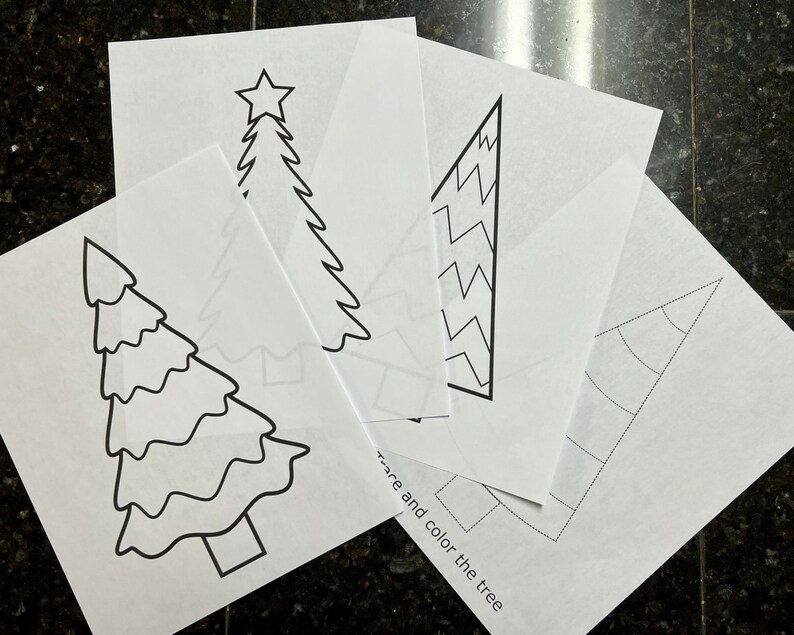 Christmas Tree Printables-coloring Page-worksheet-trace-png-winter ...