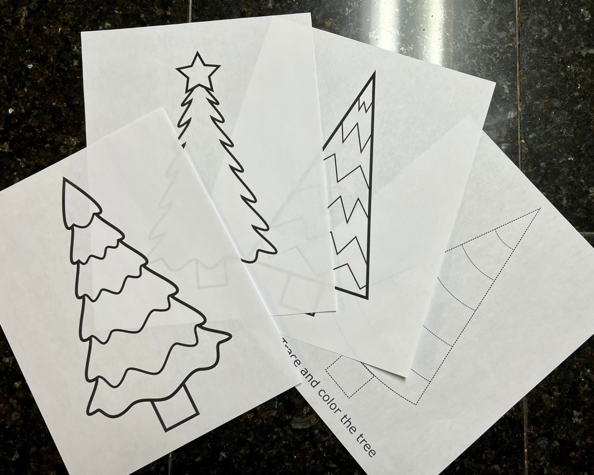 Christmas Tree Printables-coloring Page-worksheet-trace-png-winter ...