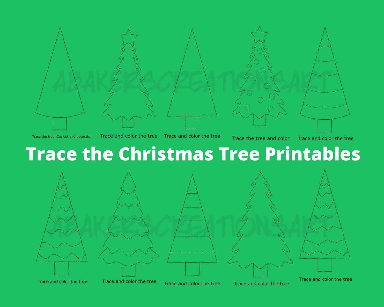 Christmas Tree Printables-coloring Page-worksheet-trace-png-winter ...