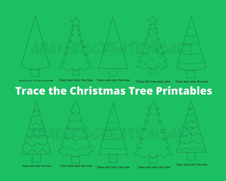 Christmas Tree Printables-coloring Page-worksheet-trace-png-winter ...