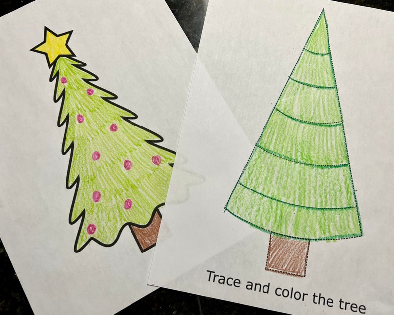 Christmas Tree Printables-coloring Page-worksheet-trace-png-winter ...