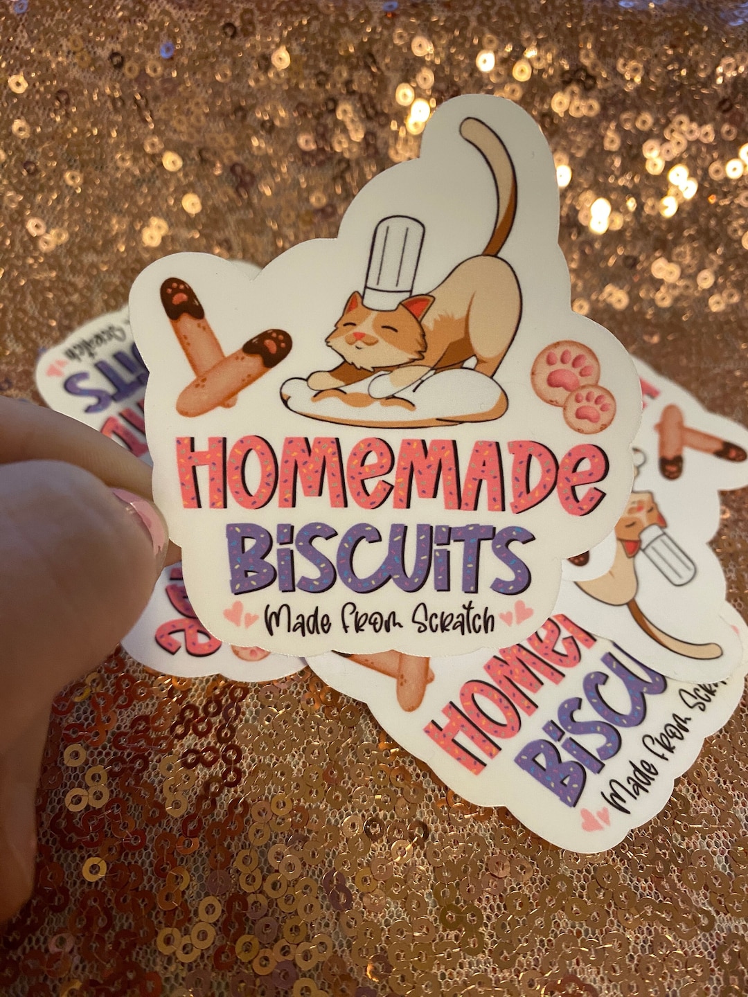 Homemade Biscuits Cat Sticker - Etsy