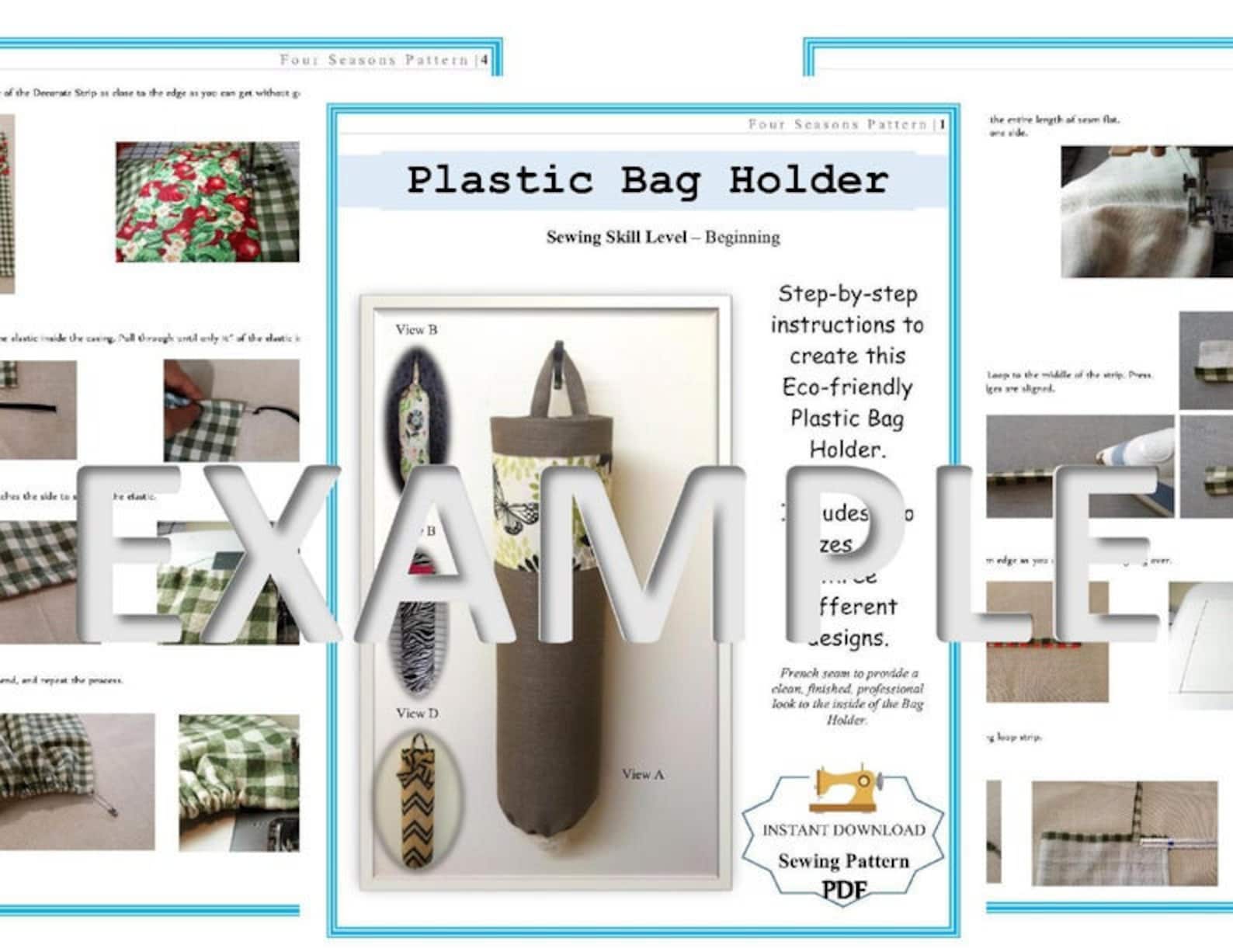 Plastic Bag Holder SEWING PATTERN Instant DOWNLOAD, Grocery Bag Holder ...