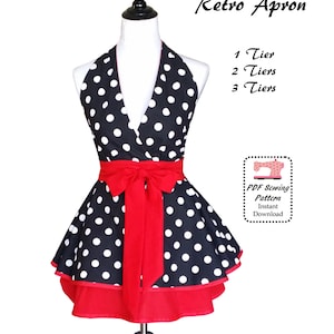 50's Retro Apron PDF Sewing Pattern & Tutorial, Tiers Apron, Vintage ...