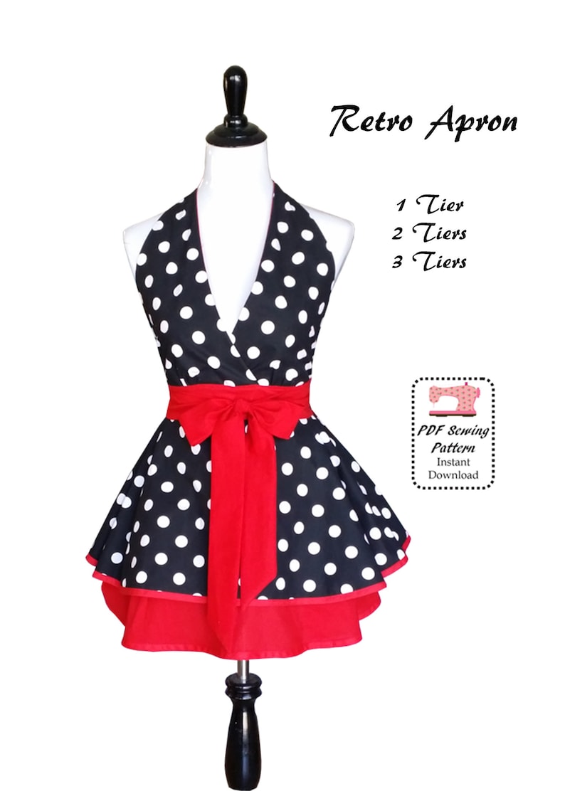 50's Retro Apron PDF Sewing Pattern & Tutorial, Tiers Apron, Vintage ...