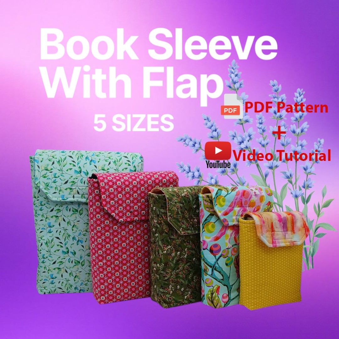 Book Sleeve With Flap Pdf Sewing Pattern, Book Sleeve Digital Sewing ...