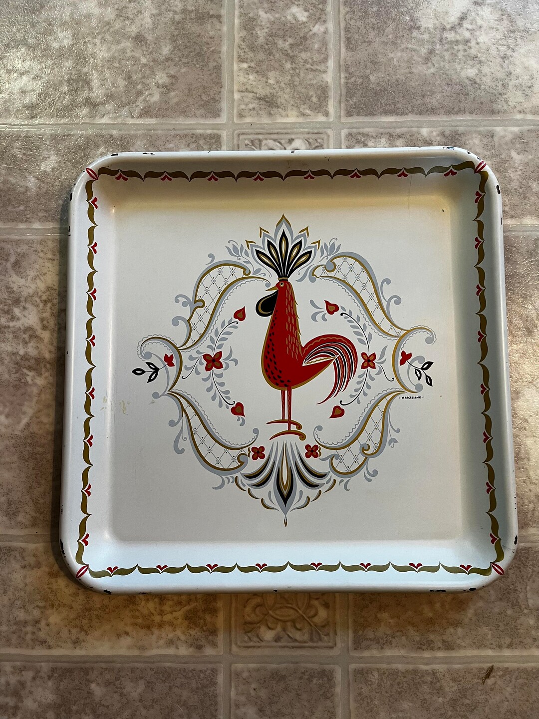 MCM Red Rooster Serving Tray - Etsy
