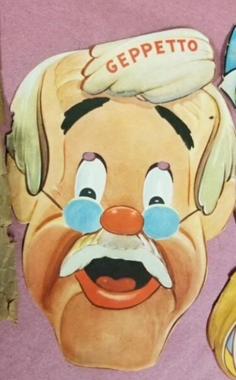 1939 Set of Pinocchio Paper Masks by Gillette | Etsy