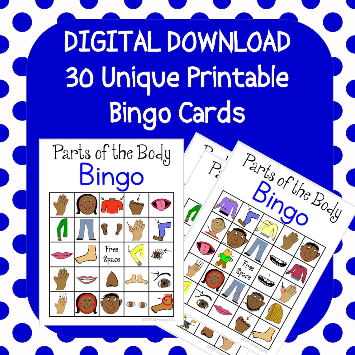Body Parts Bingo Cards for ESL/ELL/ELD & Speech: Set of 30 Parts of the ...