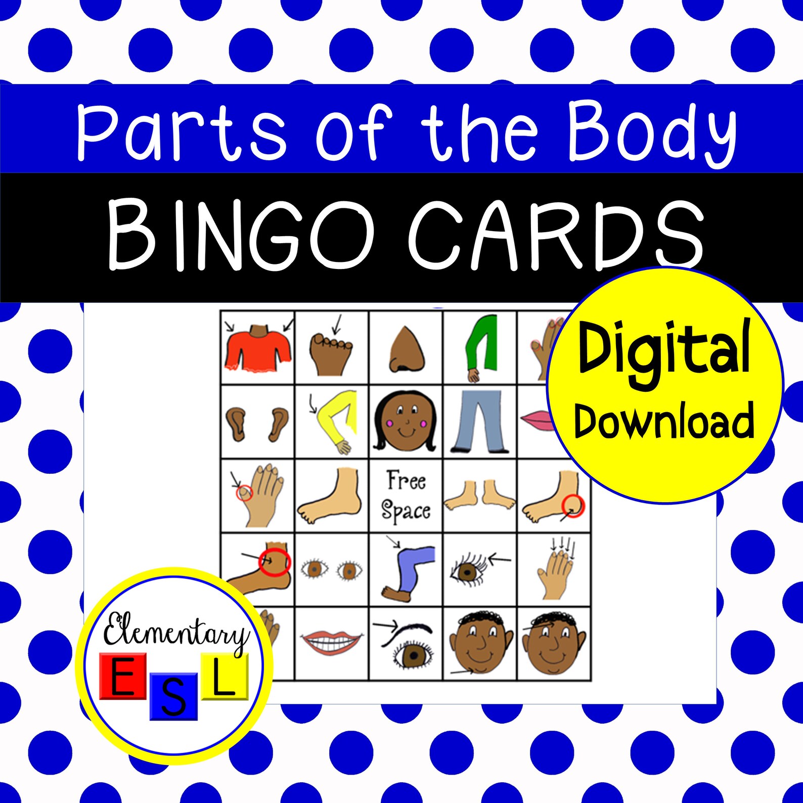 Body Parts Bingo Cards for ESL/ELL/ELD & Speech: Set of 30 Parts of the ...