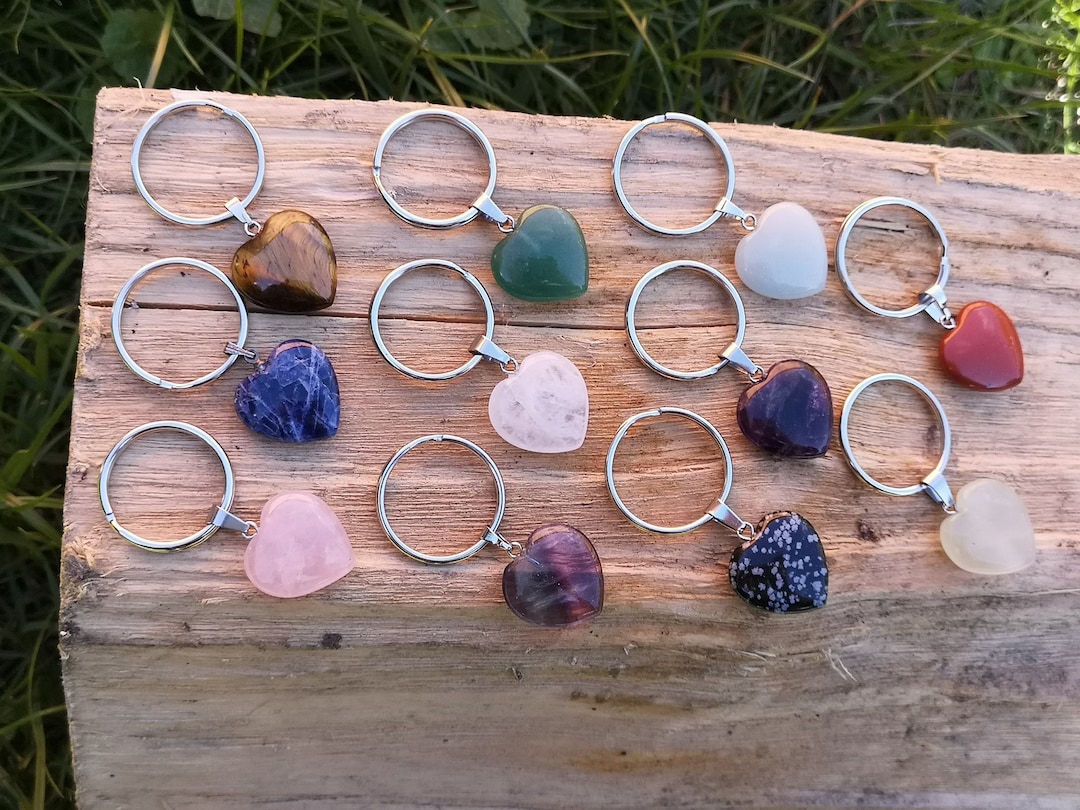 HEART Crystal Keyring, Natural, Gemstone, Healing, Christmas, Pendant ...