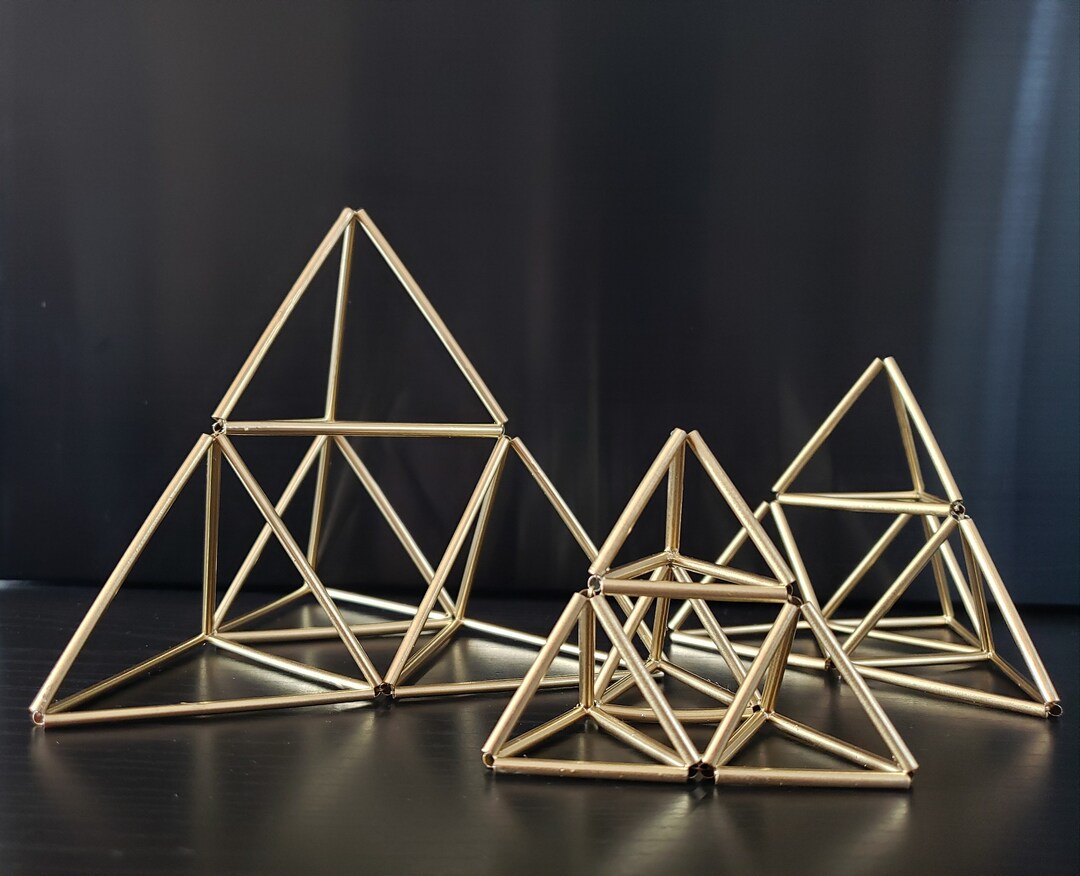 Set of 3 Himmeli Geometric Sculpture Pyramid Decor,gold, Silver, Black ...