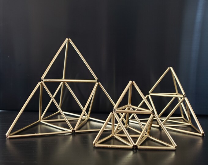 Set of 3 Himmeli Geometric Sculpture Pyramid Decor,gold, Silver, Black ...