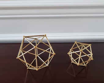 Set of 3 Himmeli Geometric Sculpture Pyramid Decorgold - Etsy