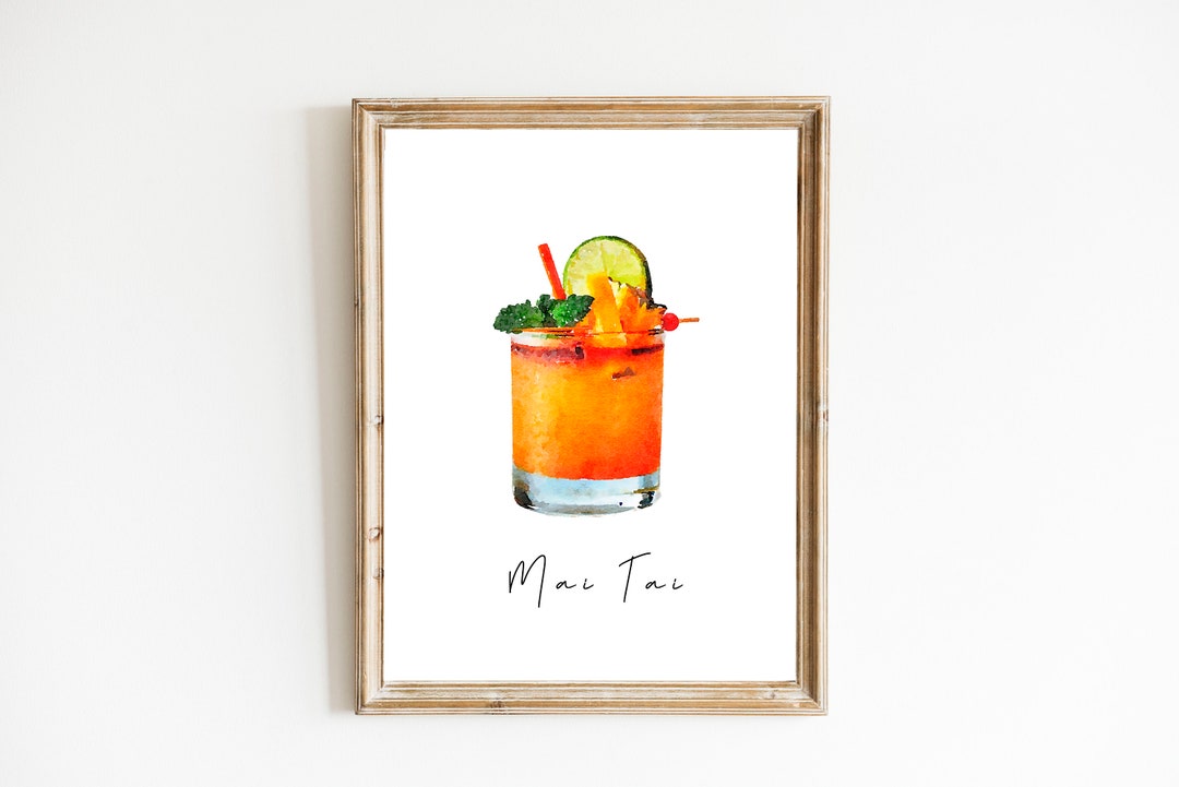 Mai Tai Watercolor Print, Digital Print, Instant Download - Etsy