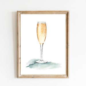 Prosecco Watercolor Print Digital Print - Etsy