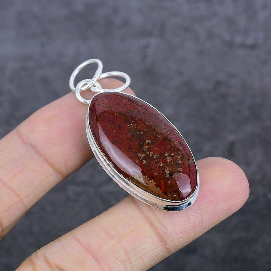 Celestial Genuine Seem Agate Pendant Necklace, Handmade Oval Shape ...