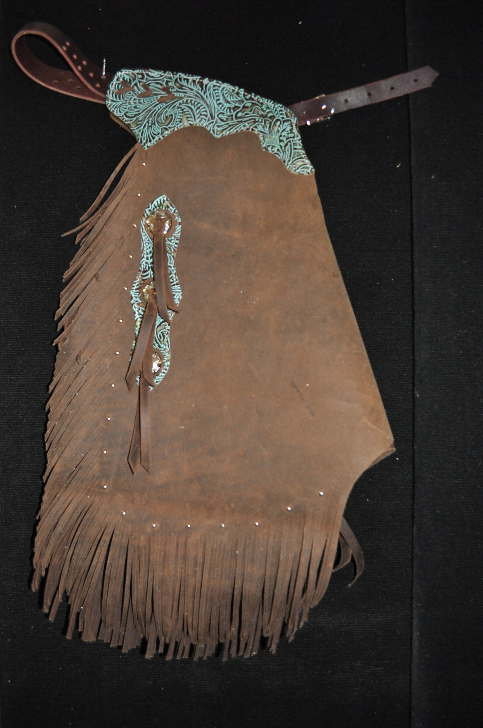 Custom Made Leather Chinks/new Chaps/distressed/ Turquoise/r | Etsy