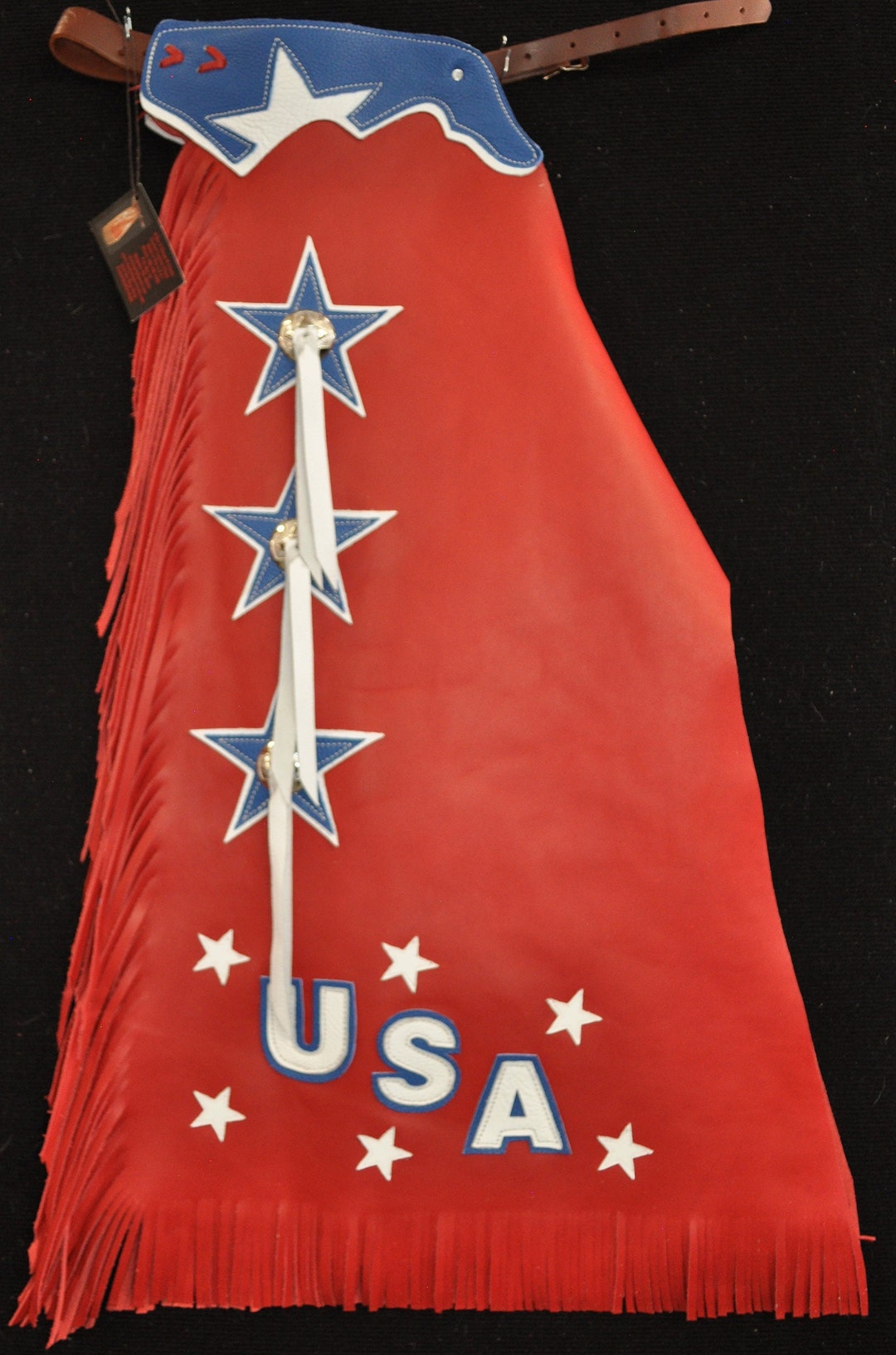 Custom Made Bronc Riders Chaps/ New/ Custom Leather/ Patriotic Rodeo ...