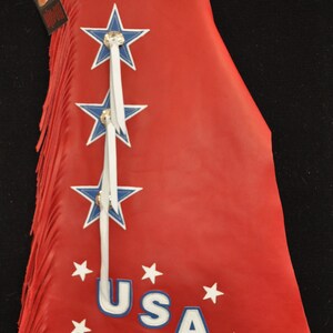 Custom Made Bronc Riders Chaps/ New/ Custom Leather/ Patriotic Rodeo ...
