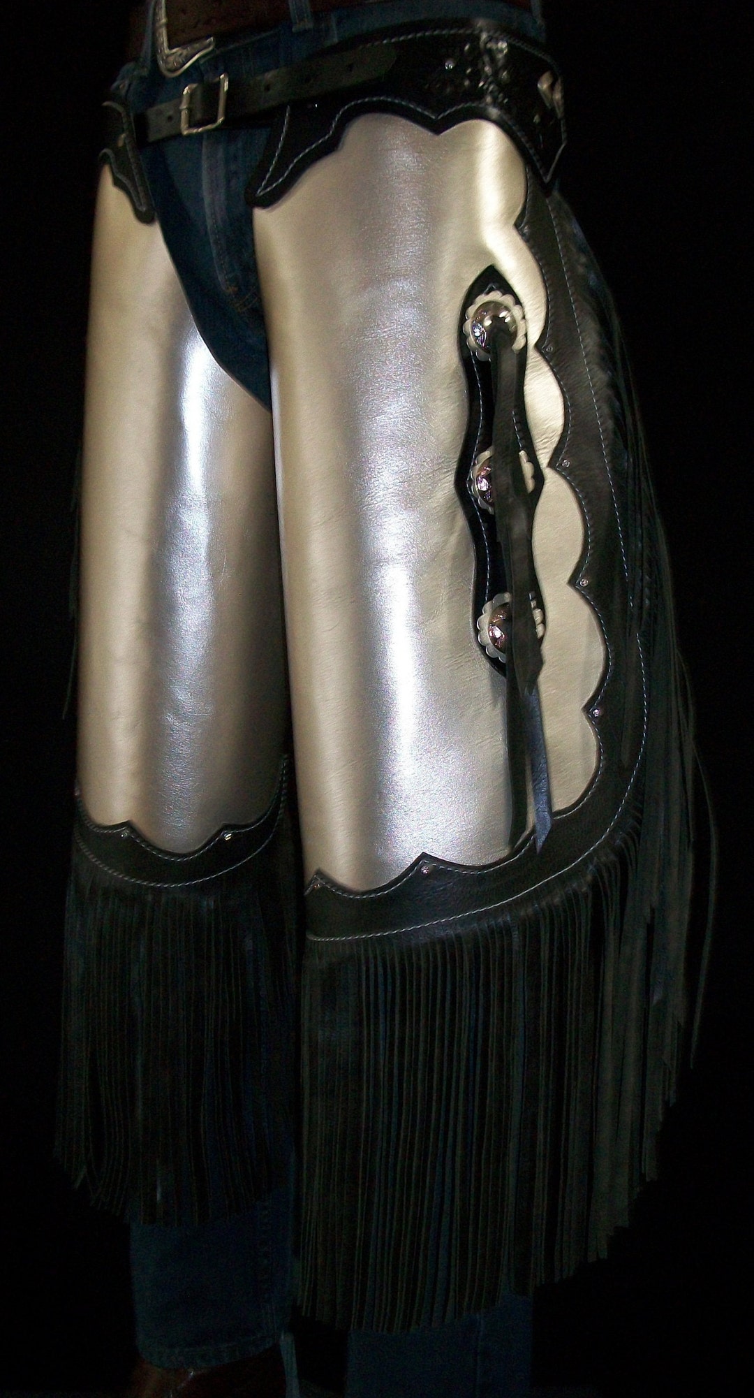Custom Made Leather Show Chinks/metallic Pearl/r Bar K - Etsy
