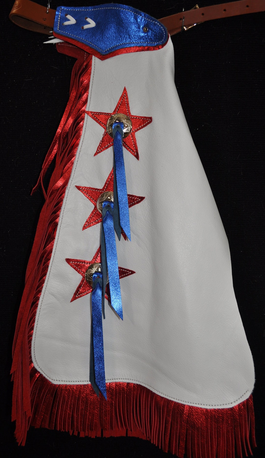 Custom Made Kid's Bronc Riders Chaps/ New/ Custom Leather/ Patriotic ...