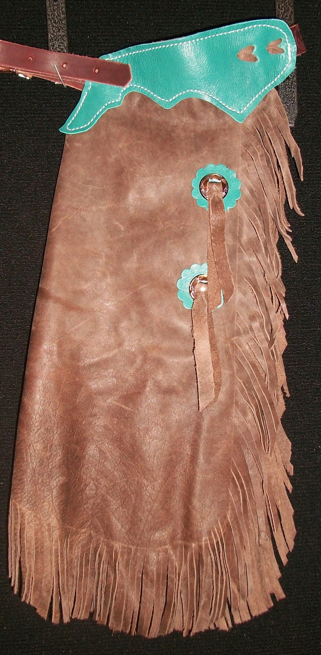 Custom Made Leather Kid's Chinks/toddler's/ Youth/new/ Turquoise/r Bar ...