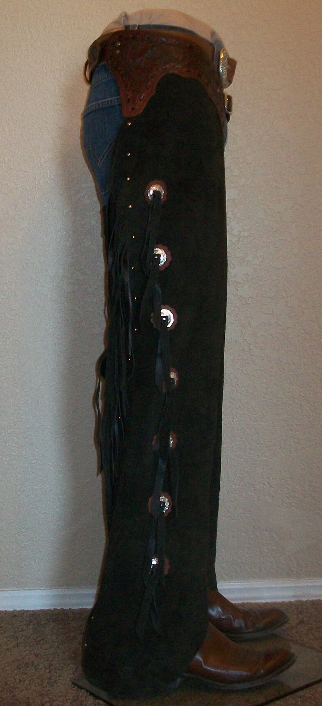 Custom Made Rough Out Leather Shotgun Chaps/ New/r Bar K - Etsy