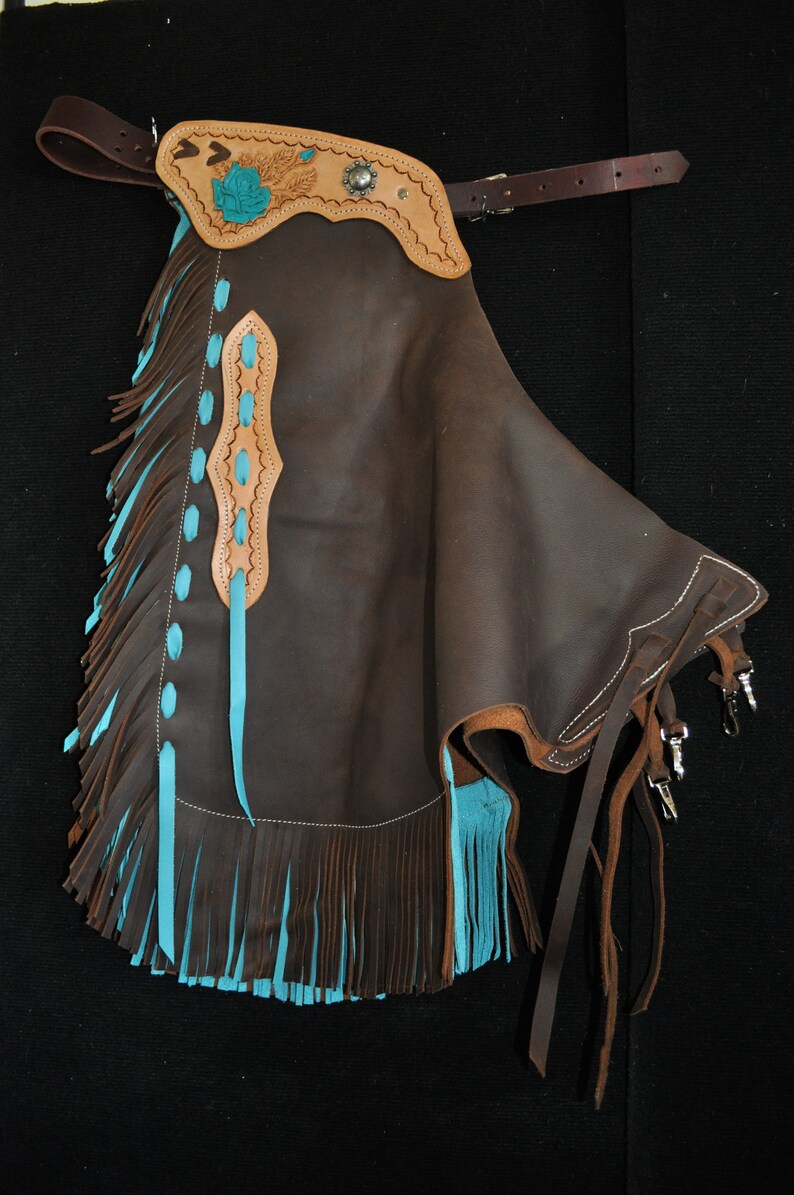 Custom Made Leather Chinks/new Chaps/ Turquoise/floral/r Bar K | Etsy
