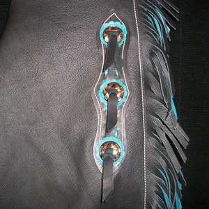 Custom Made Leather Chaps/ New/ Black/ Turquoise - Etsy