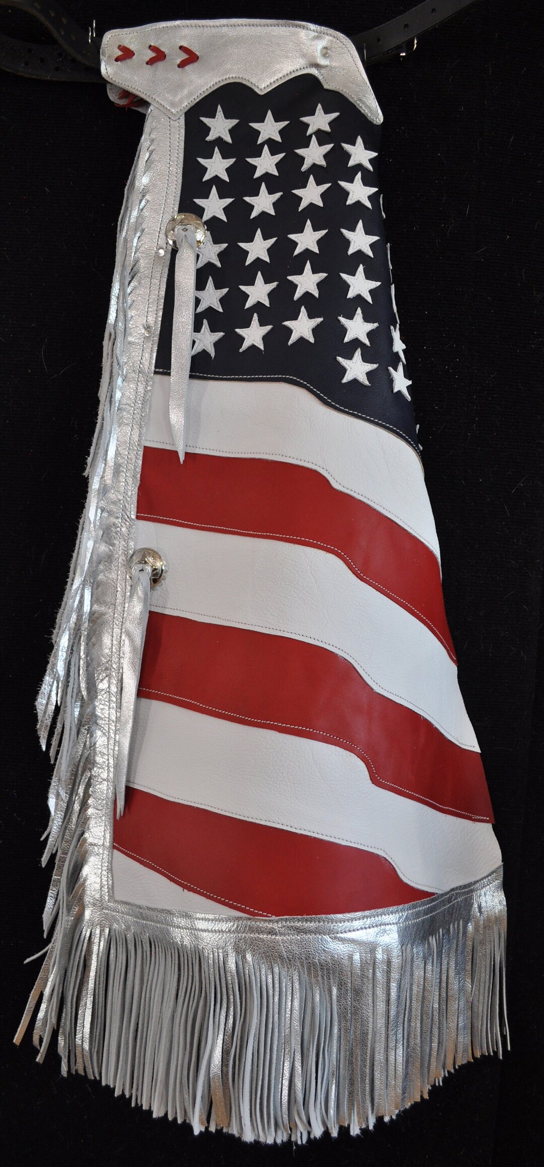 Custom Made Bronc Riders Chaps/ New/ Custom Leather/ Patriotic Rodeo ...