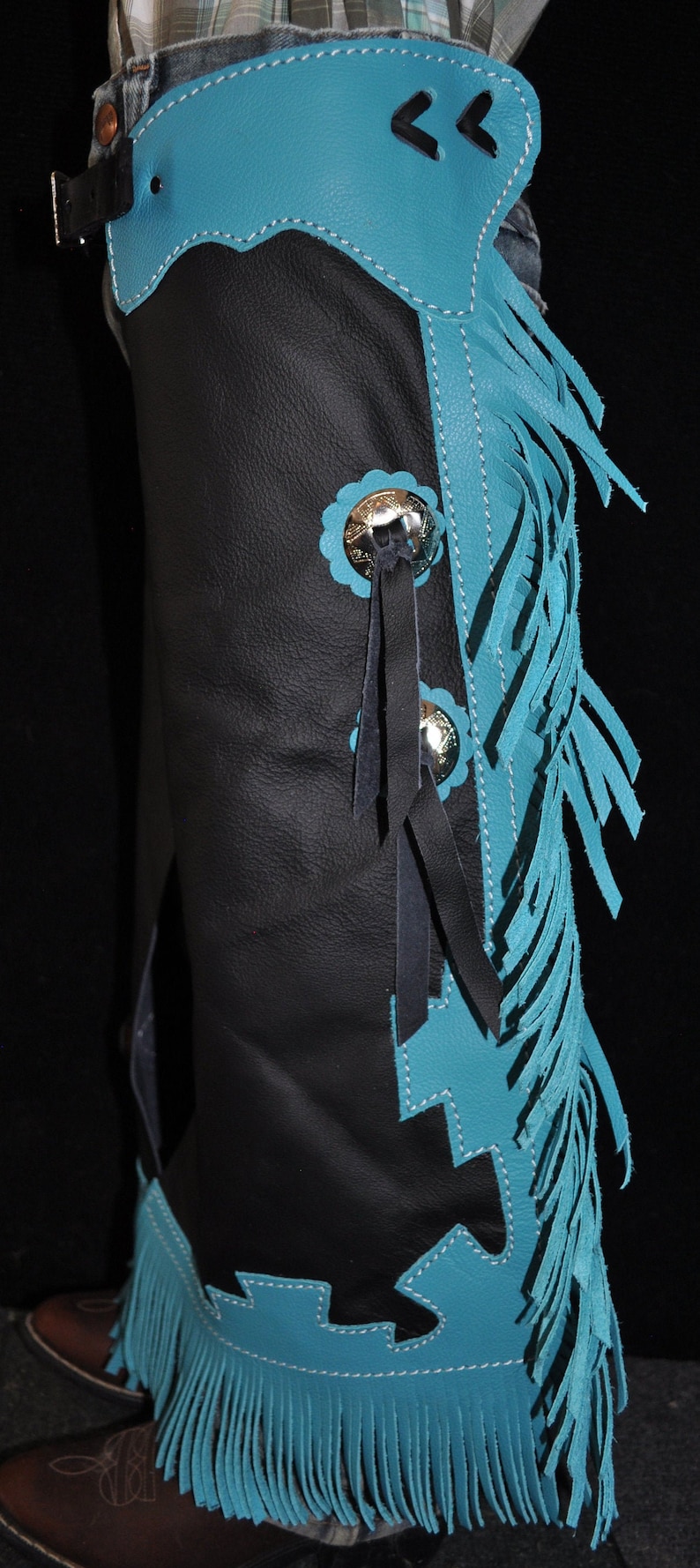 Custom Made Kid's Bronc/bull Riding Chaps/ New/ Custom Leather/ Rodeo ...