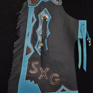 Custom Made Kid's Bronc/bull Riding Chaps/ New/ Custom Leather/ Rodeo ...