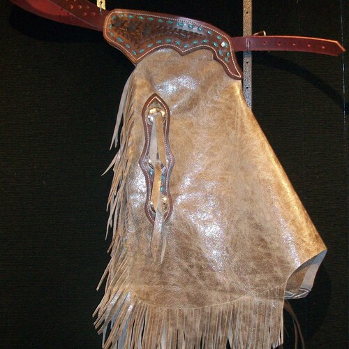 Custom Made Leather Chinks/new Chaps/distressed/ Turquoise/r - Etsy