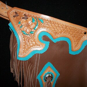 Custom Made Leather Chinks/new Chaps/ Turquoise/floral/r Bar K - Etsy