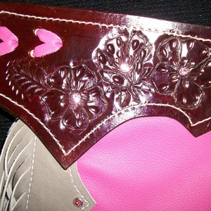 Custom Made Leather Chinks/new Chaps/ Floral Carved/ Bling/pink/r Bar K ...