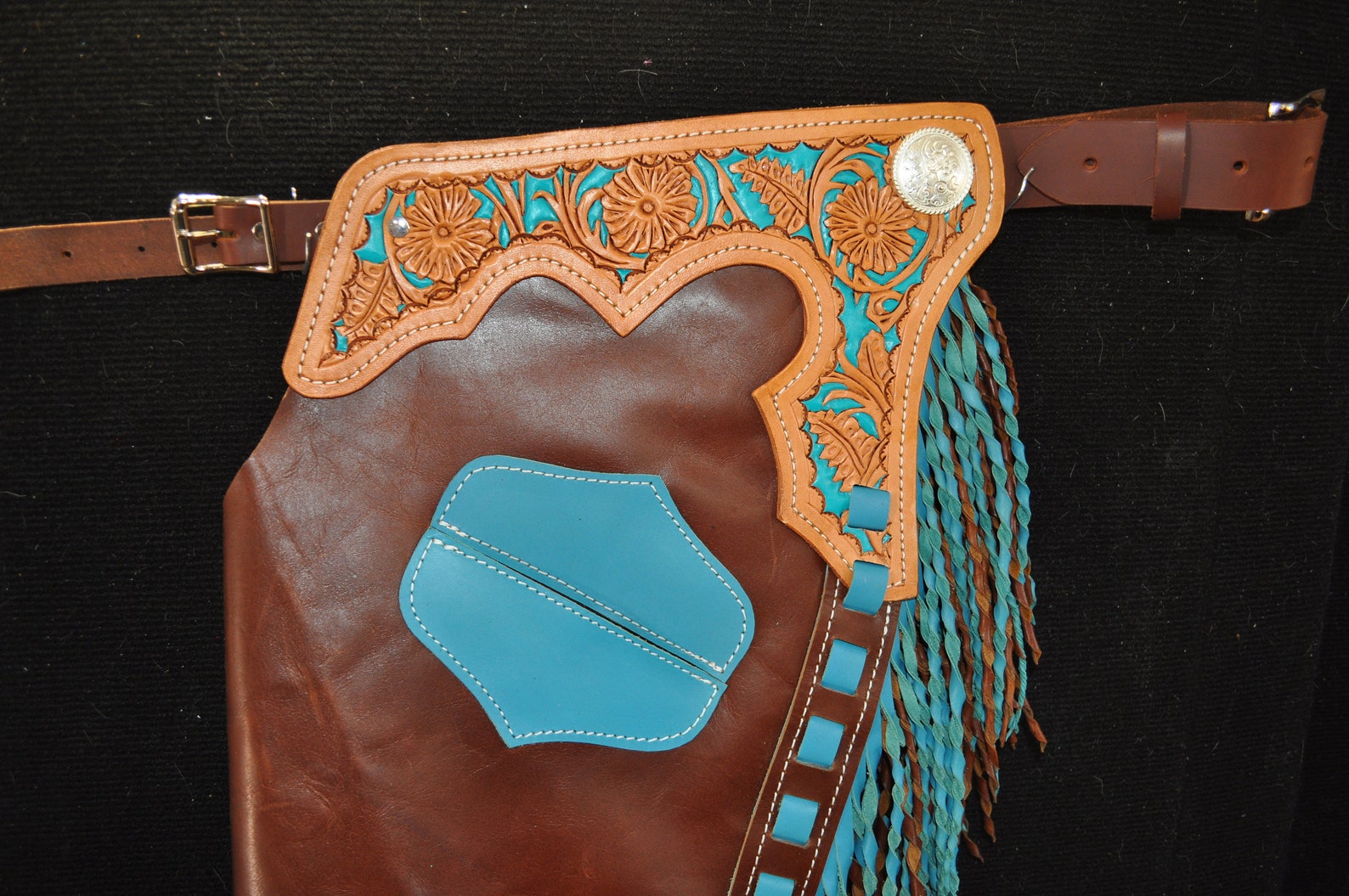 Custom Made Leather Shotgun Chaps/turquoise/new/r Bar K - Etsy