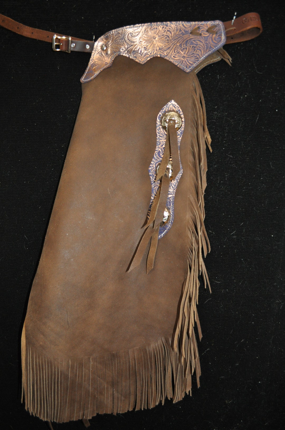 Custom Made Leather Chinks/new Chaps/distressed/ Purple/r Bar - Etsy