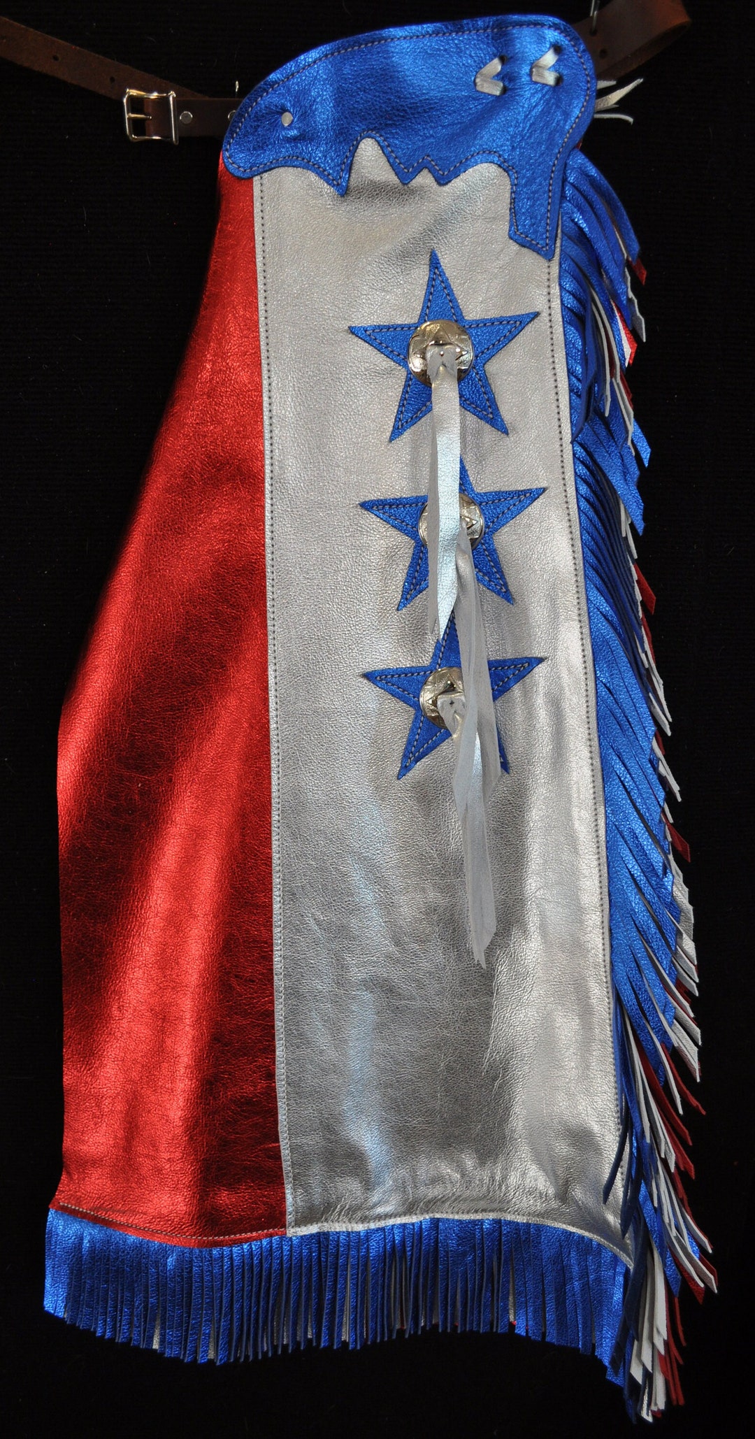 Custom Made Bronc Riders Chaps/ New/ Custom Leather/ Patriotic Rodeo ...