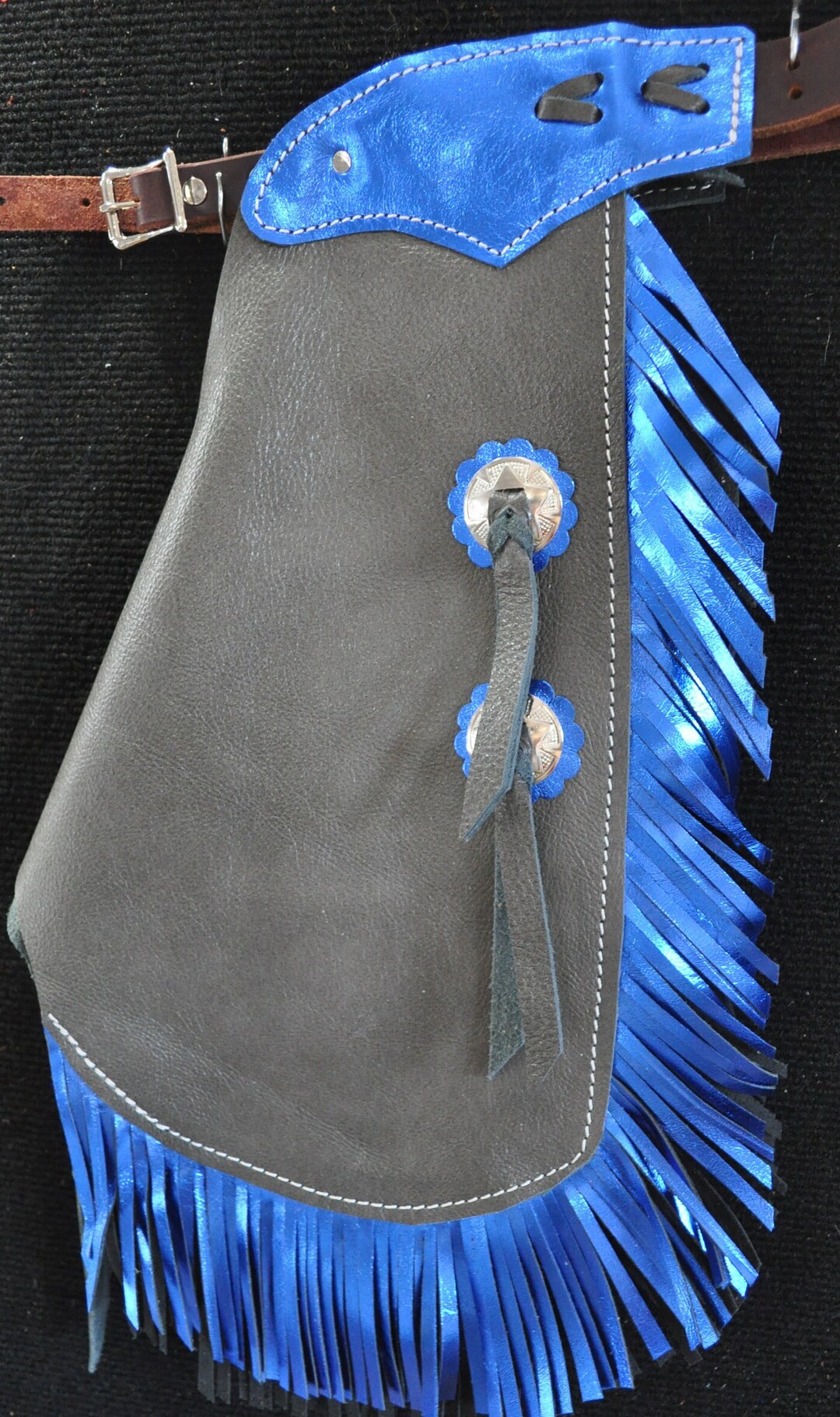 Custom Made Leather Kid's/ Toddler/youth Chinks/new/ Metallic Blue/r ...