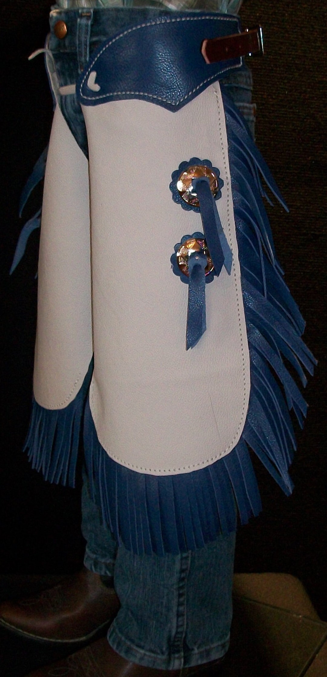 Custom Made Leather Kid's Chinks/youth/ Toddler/new/ Blue/r Bar K - Etsy